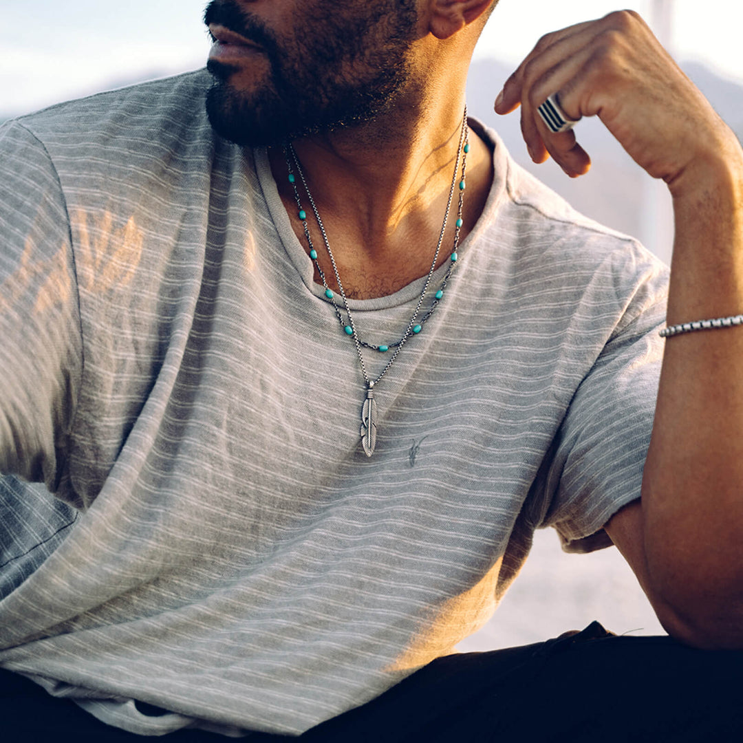 Sterling Silver Turquoise Twisted Cable Chain Necklace – Degs & Sal