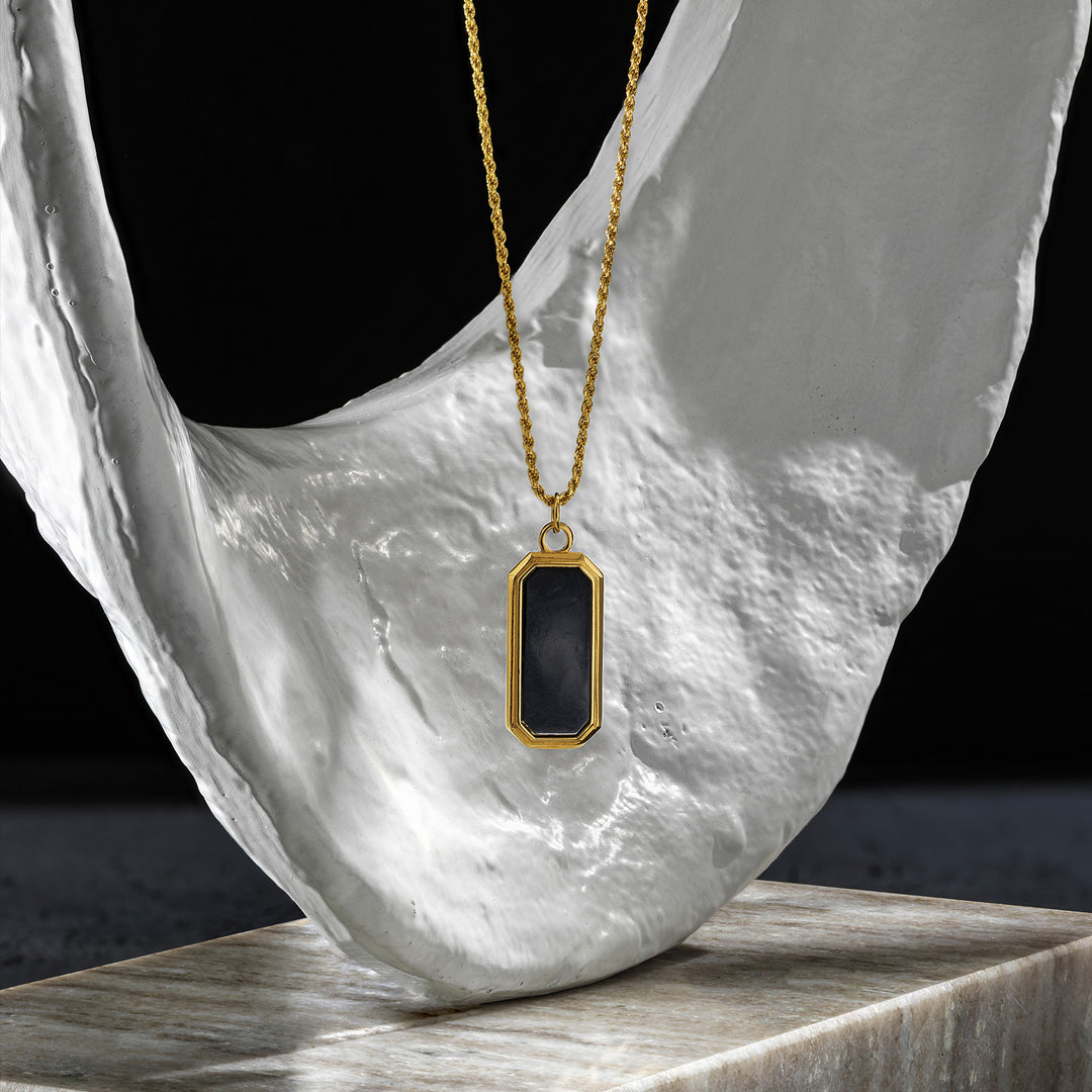 Gold Frame Pendant Necklace with Black Onyx – Degs & Sal